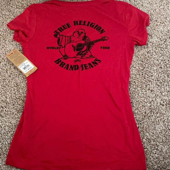True Religion | Tops | Red True Religion V Neck Shirt Tee Xs | Poshmark